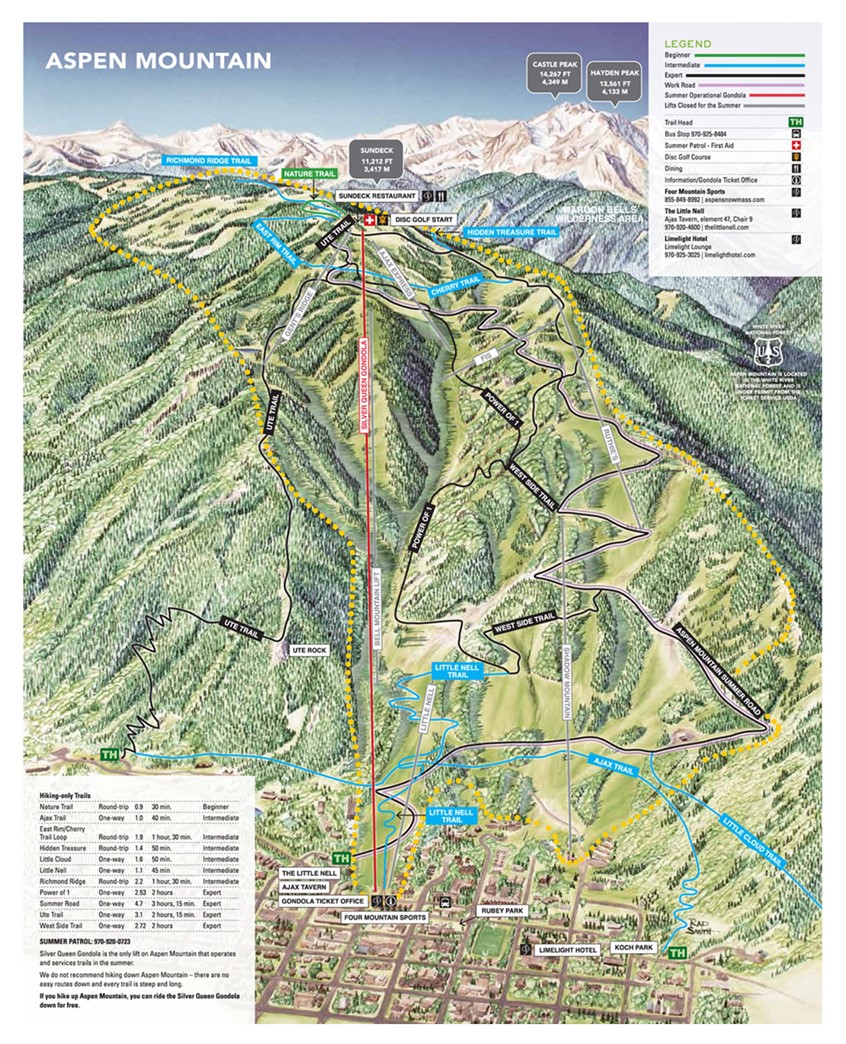 Aspen Summer Trail Map Illustration by Rad Smith | Directory of ...