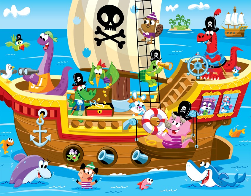 Dinosaur Pirates Illustration by Shawn Finley | Directory of Illustration