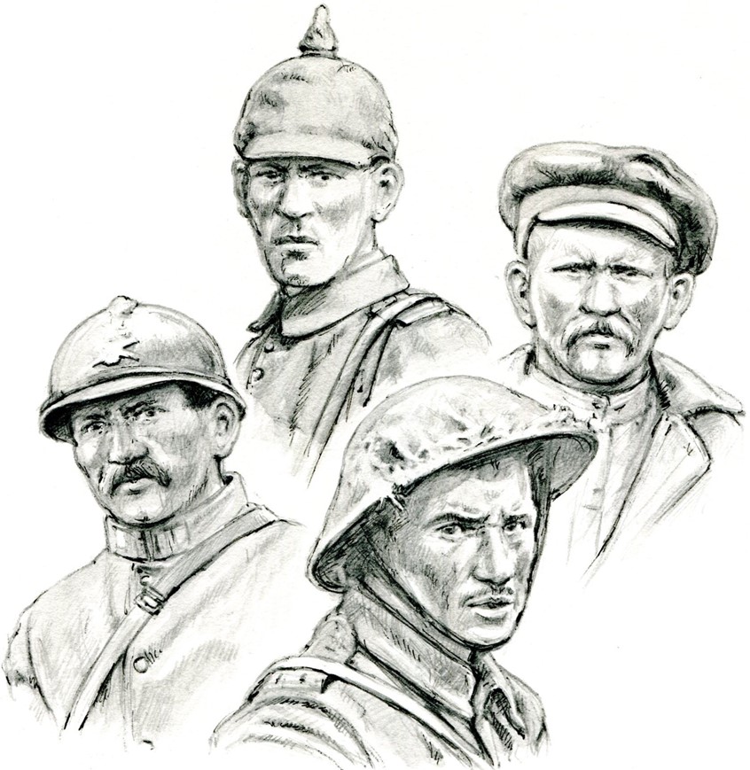 WW1 Heads Illustration by Adam Hook | Directory of Illustration