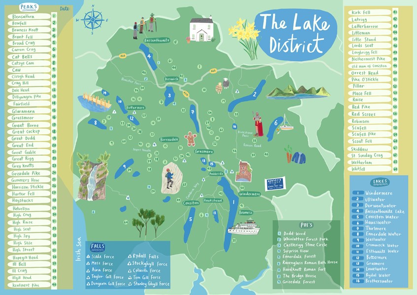 Lake District Scratch Map Illustration by Stella Isaac Illustration ...