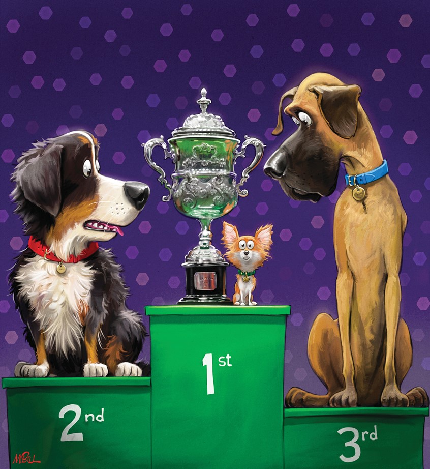 Dog podium Illustration by Howard Mcwilliam | Directory of Illustration