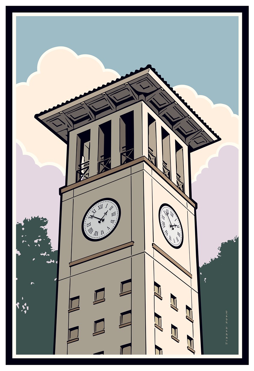Emory Clock Tower Illustration by Wade Harris | Directory of Illustration
