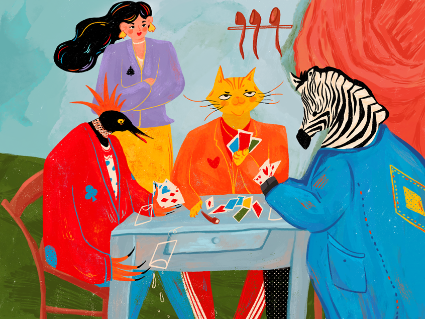 The Card Players Illustration by Emma Shen | Directory of Illustration
