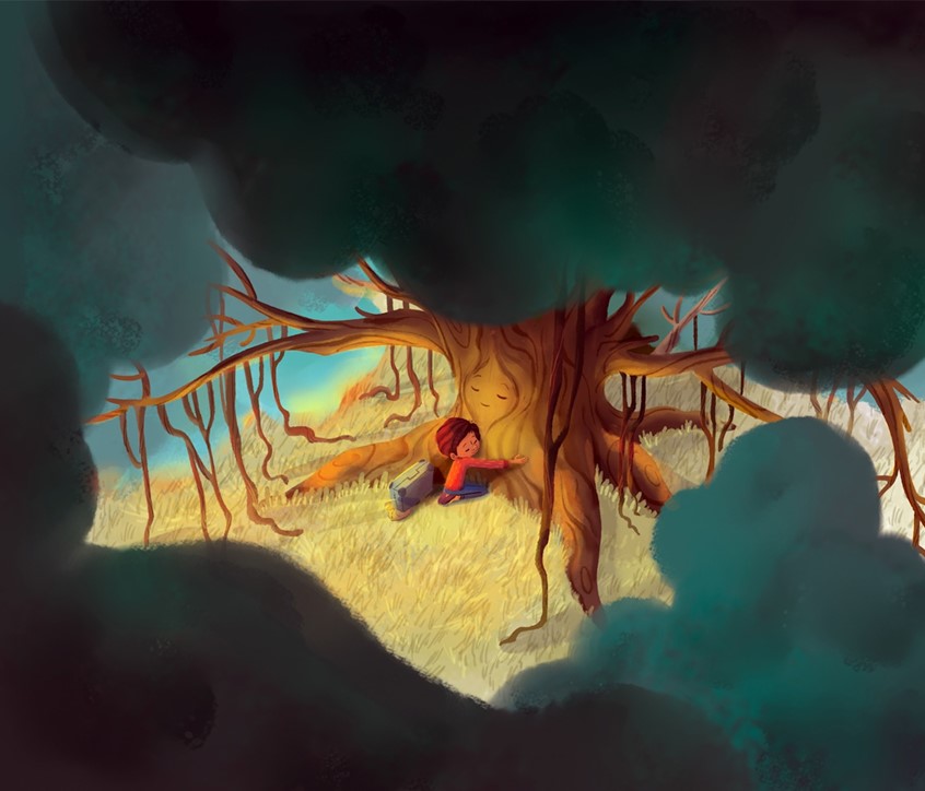 Boy and the Tree Illustration by Dharmali Patel | Directory of Illustration