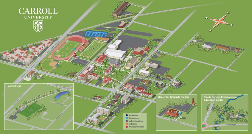 Carroll University Campus Map Illustration by Jim Kopp | Directory of ...